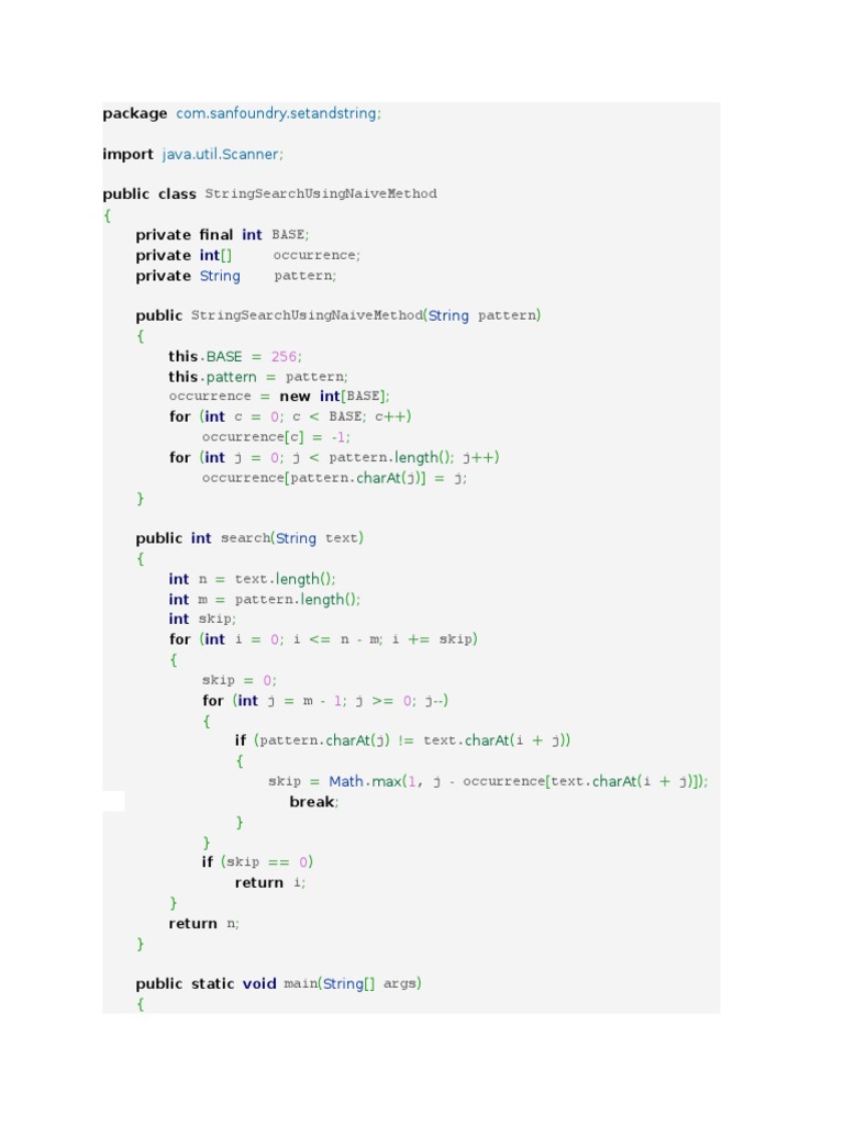 Naive String Search Algorithm in Java | PDF