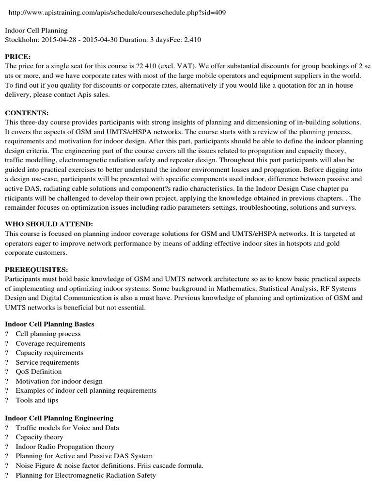 Indoor Cell Planning | PDF | Gsm | Radio