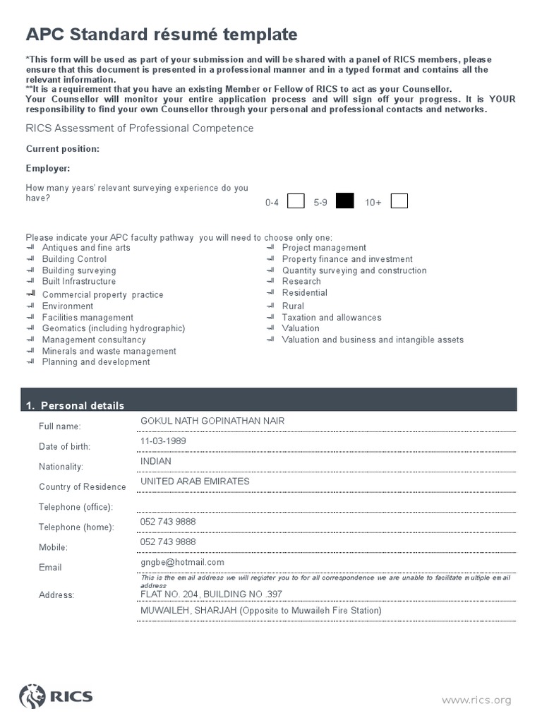 APC Standard Resume Template | PDF | Résumé | Academic Degree