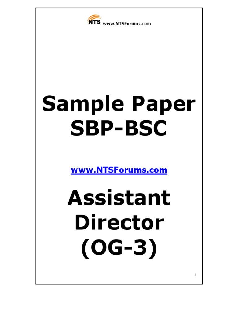 SBP-BSC Assistant Director (OG-3) Sample Paper | PDF | Banks | Interest