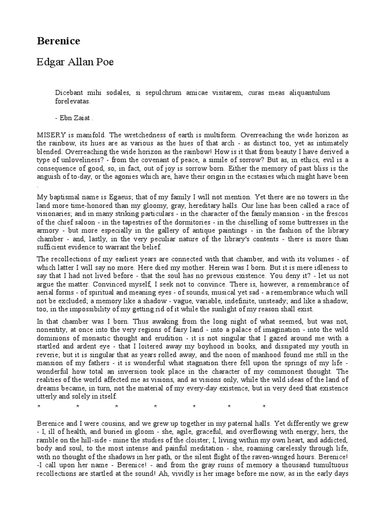 Berenice Edgar Allan Poe | PDF