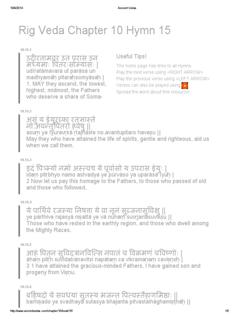Rig Veda Chapter 10 Hymn 15 | PDF | Sacrifice | Religious Belief And ...