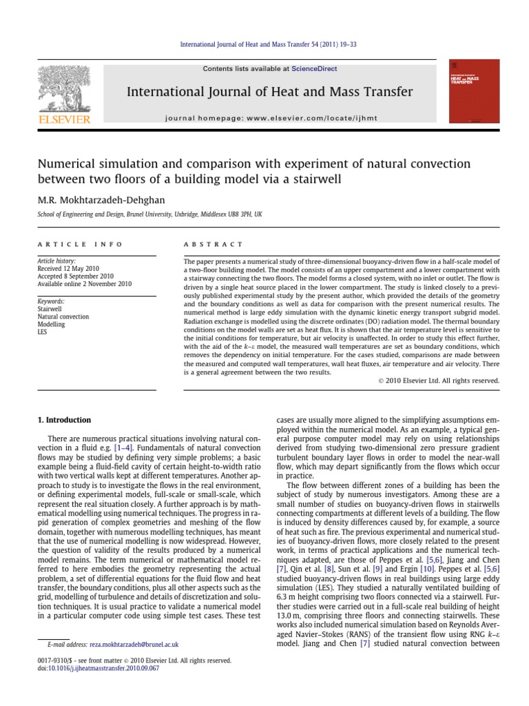 Numerical Simulation and Comparison With Experiment of Natural Convection Between Two Floors of ...