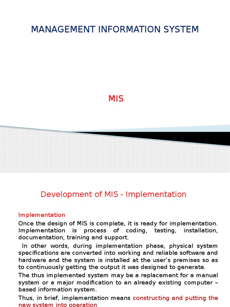 Development of MIS - Implementation | Management Information System ...
