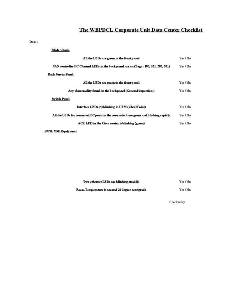 Data Center Checklist | PDF