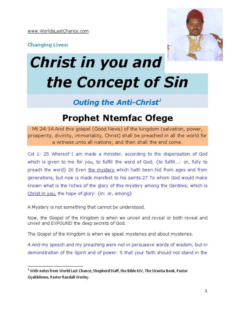Christ in You and The Concept of Sin | PDF | Glory (Religion) | Jesus