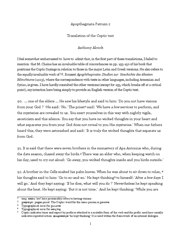 Apophthegmata Patrum 2 PDF | PDF | Humility | Sin