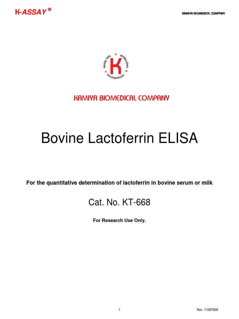 Bovine Lactoferrin ELISA: Cat. No. KT-668 | PDF | Elisa | Analysis