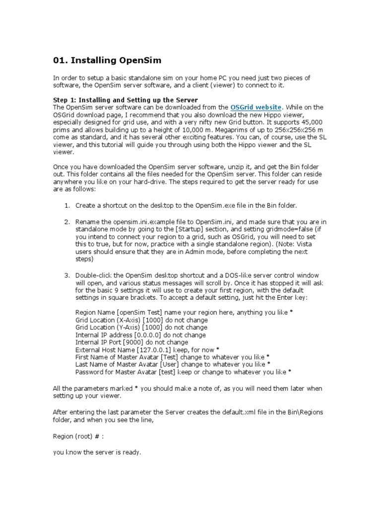 Installing Opensim: Step 1: Installing and Setting Up The Server | PDF | Domain Name System | Email