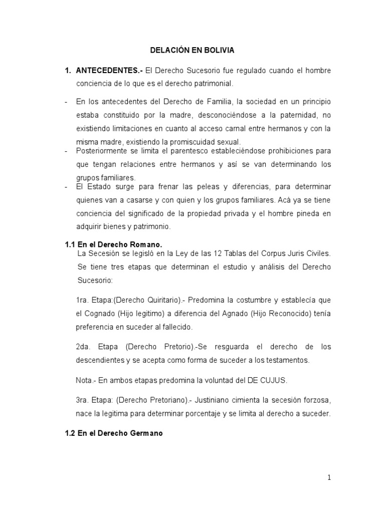 Delación en Bolivia | PDF | Herencia | Bienes (Ley)