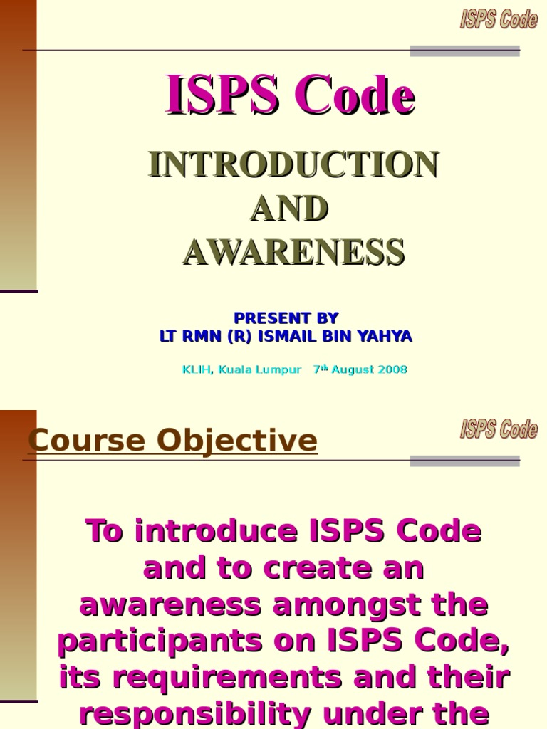 ISPS Code Awareness Training | Threat (Computer) | Risk Management
