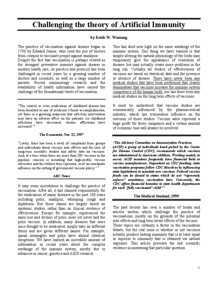 Challenging The Theory of Artificial Immunity | PDF | Immune System ...