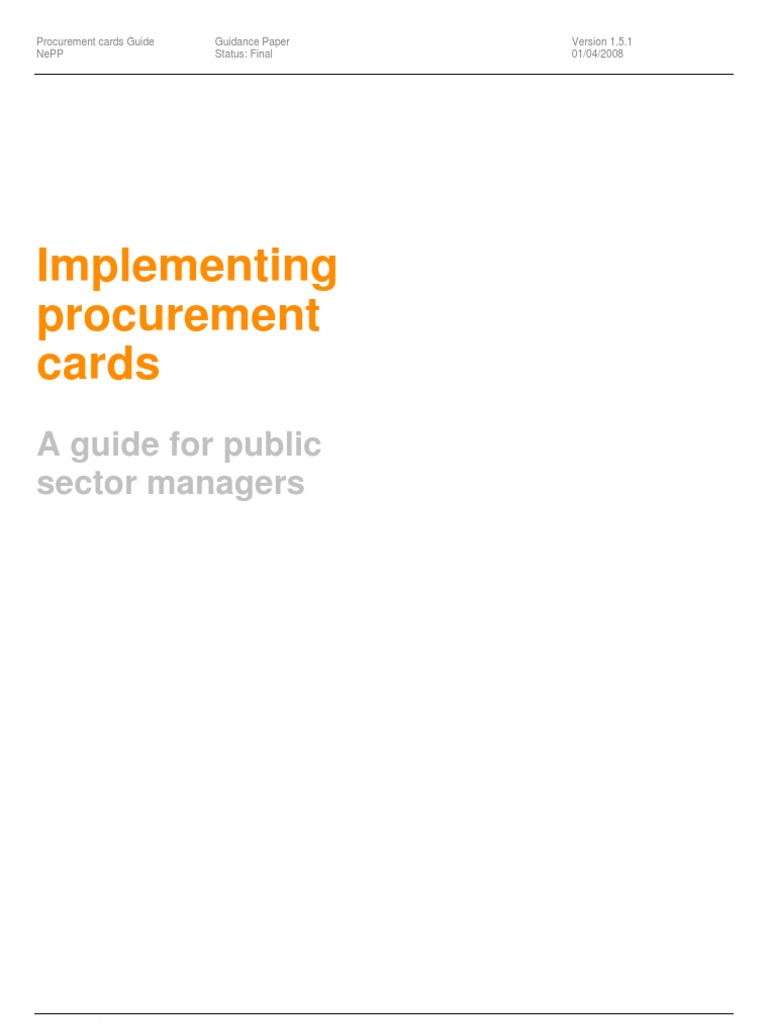 Implementing Purchase Cards | PDF | Procurement | Cheque