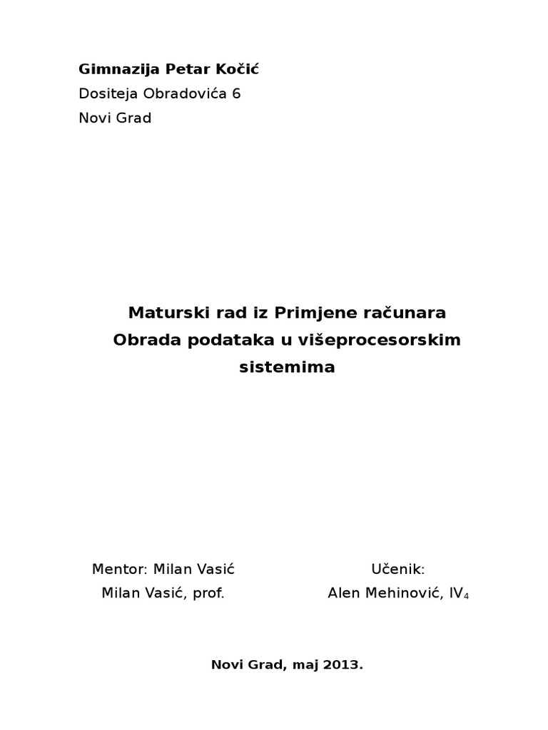 Sablon Za Maturski Rad | PDF