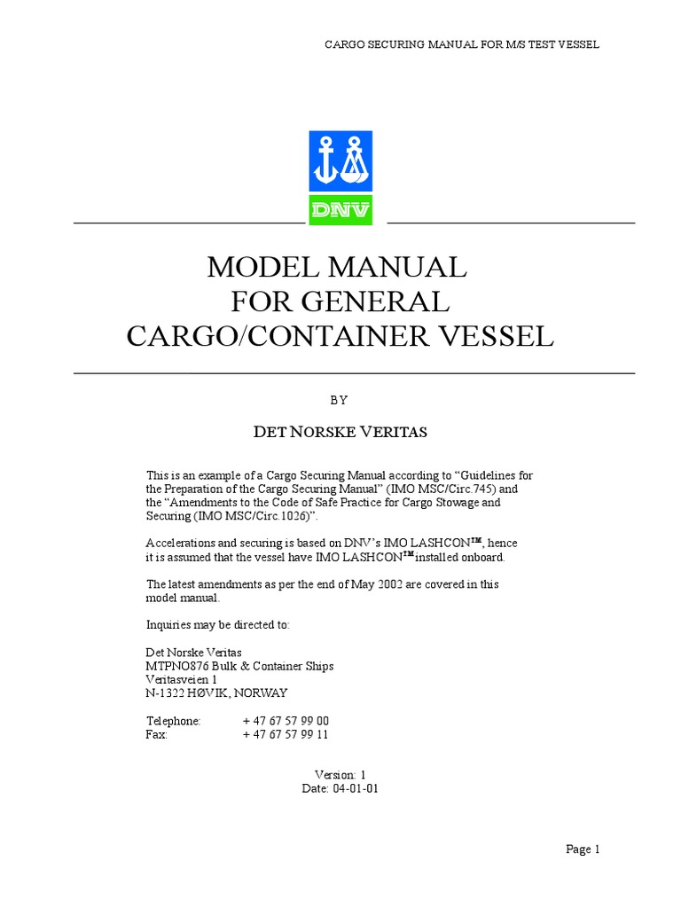 Model Manual For General Cargo Container Vessel Tcm4 75127 | PDF ...