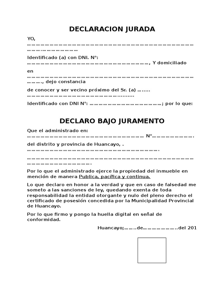 Declaracion Jurada | PDF