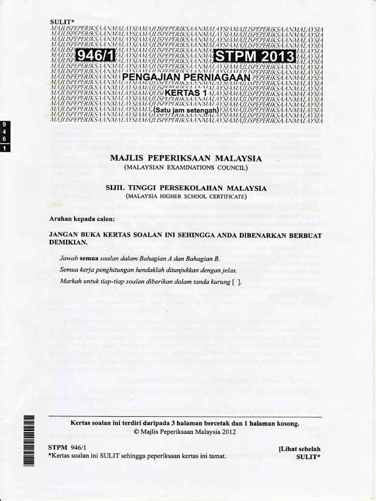 PP STPM 2013 + Skema Permarkahan | PDF