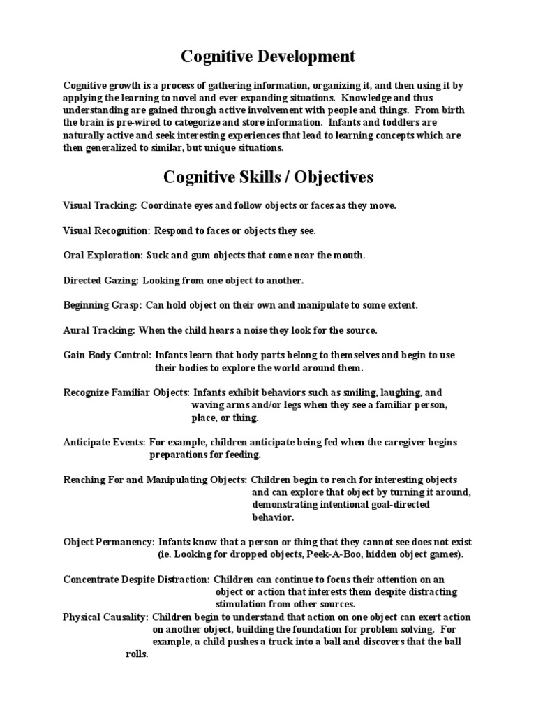 Cognitive and Emotional Development in Infants | PDF | Cognitive ...