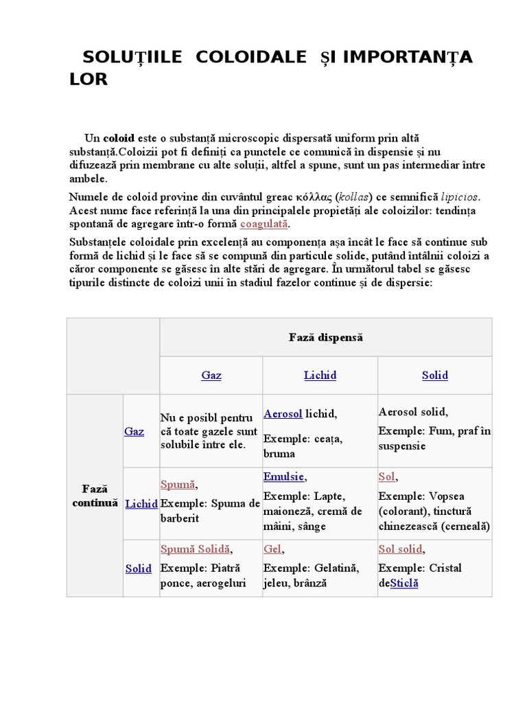 Solutii Coloidale | PDF