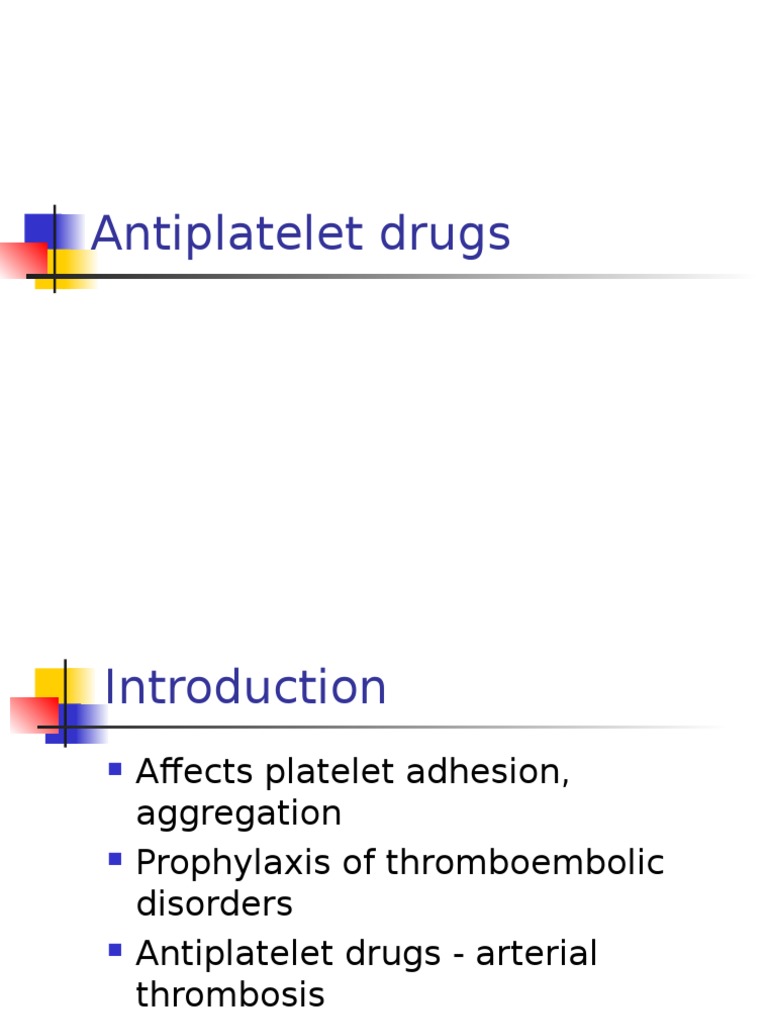 Antiplatelet Drugs: Classification & Uses | PDF | Platelet | Thrombosis