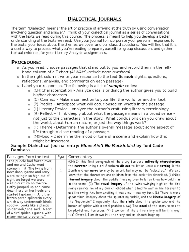dialectical journal instructions | Dialectic | Ellipsis | Free 30-day ...