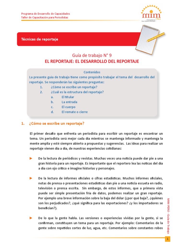 Desarrollo de Reportaje Escrito | PDF | Periodismo | Información