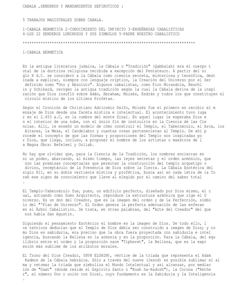 Cabala, Senderos y Mandamientos Sefiroticos | PDF | Kábala | Tarot