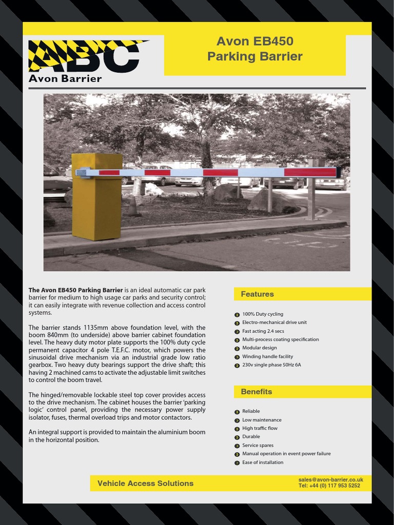 Avon EB450 Parking Barrier Overview | PDF | Electrical Engineering ...
