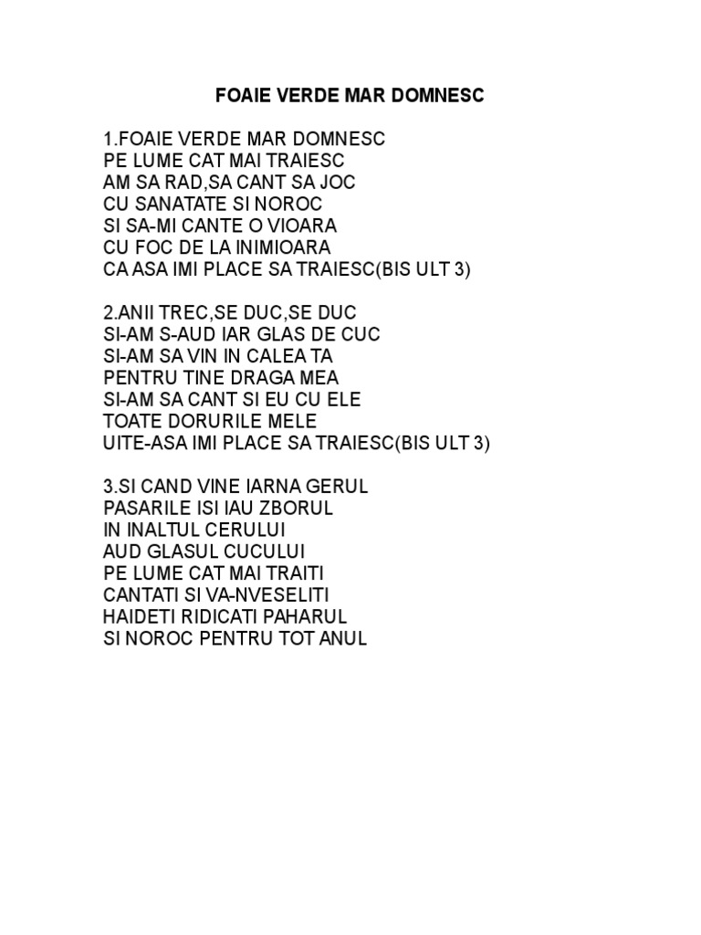 Foaie Verde Mar Domnesc | PDF
