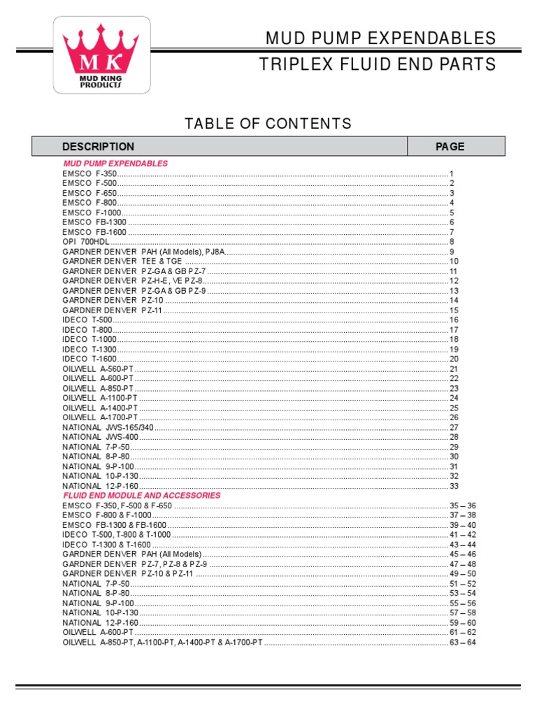 Mud Pump Catalog | PDF | Pistón | Cilindro (motor)