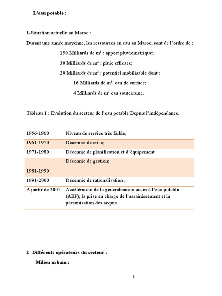 Rapport de Stage Onep | PDF | Expropriation pour cause d'utilité publique | Boire de l'eau