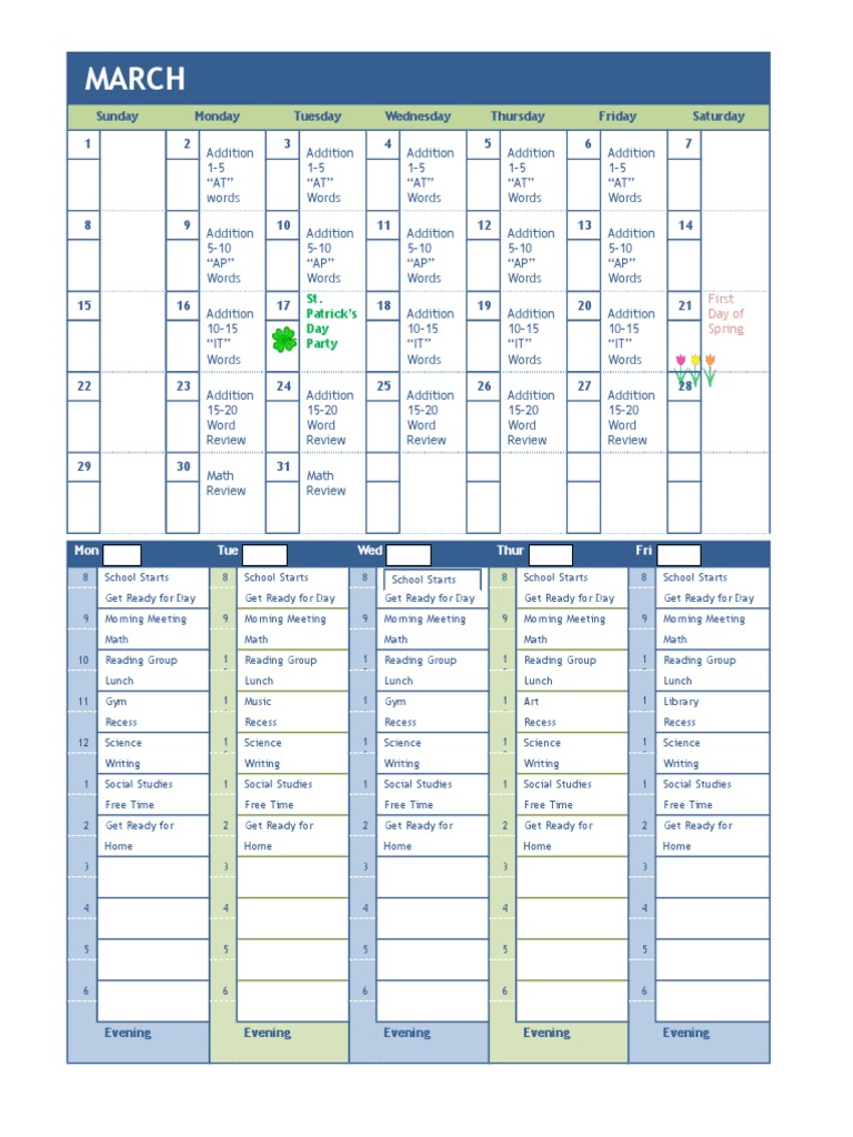 Monthly and Weekly Planning Calendar | PDF