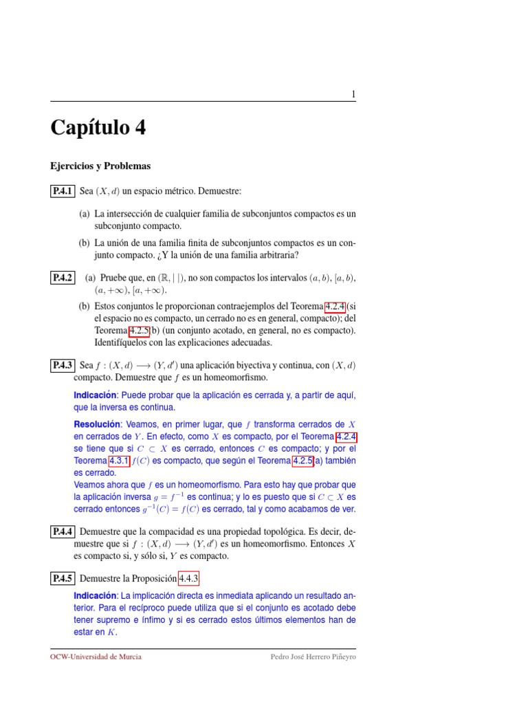 Prob Cap 4 PDF | PDF | Espacio compacto | Objetos matemáticos