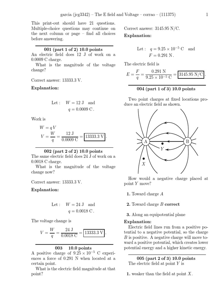 The E Field and Voltage-Solutions | PDF | Electronvolt | Electric Field