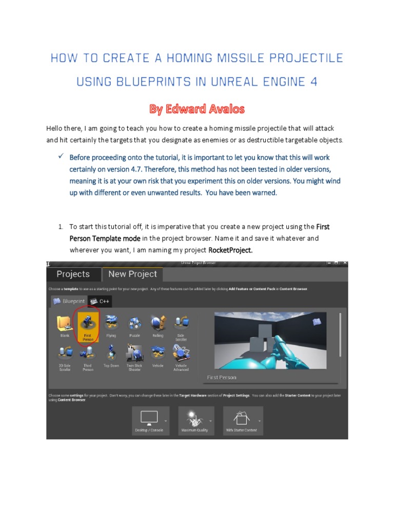 How To Create A Homing Missile Using Blueprints in Unreal Engine 4 | PDF | Vertex (Graph Theory ...