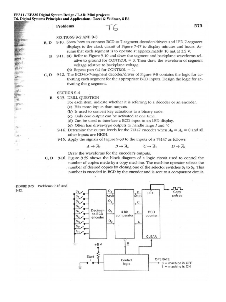 EE311 / EE335 Digital System Design / LAB: Mini Projects: T6. Digital ...