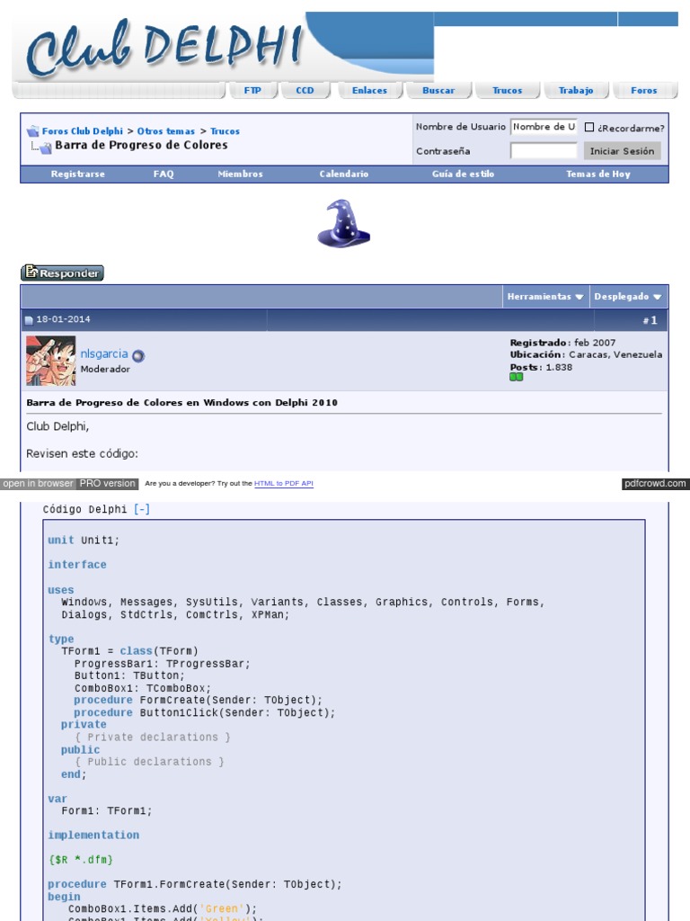 Delphi - Barra de Progreso Colores | PDF | Navegador web | HTML