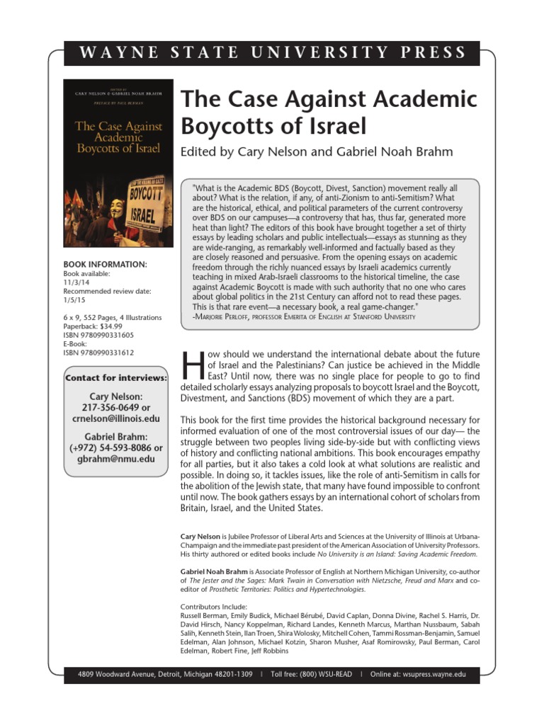 The Case Against Academic Boycotts of Israel: Wayne State University ...