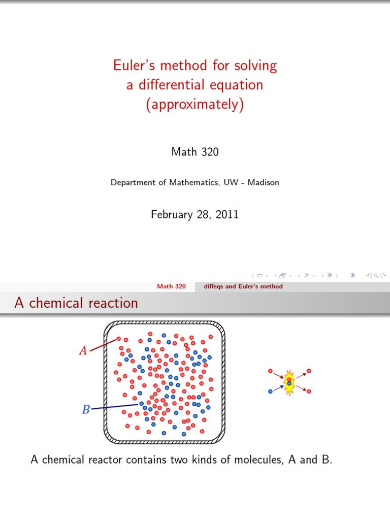 Euler's Method for Chemical Reactions | PDF | Differential Equations ...