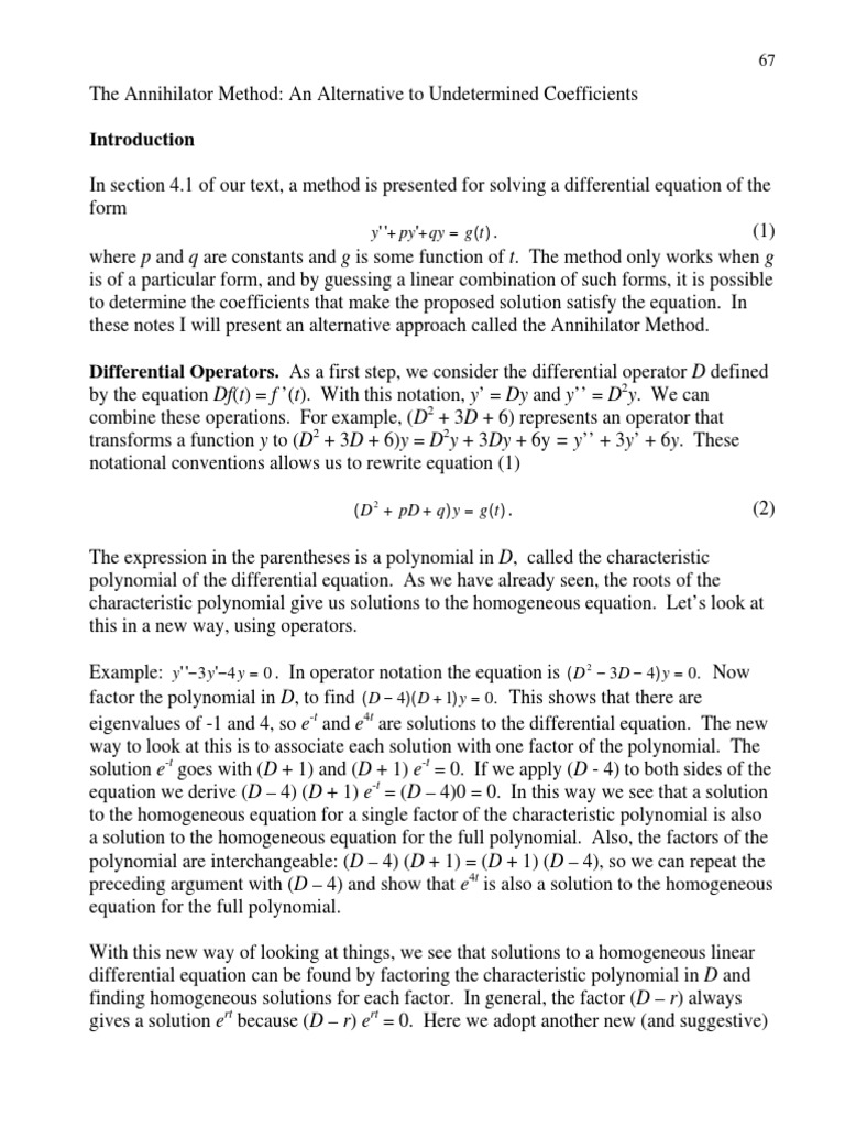 Annihilator Method | Polynomial | Equations