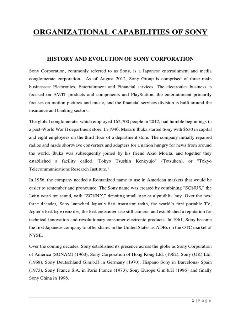 Organizational Capabilities of Sony | PDF | Sony | Philips
