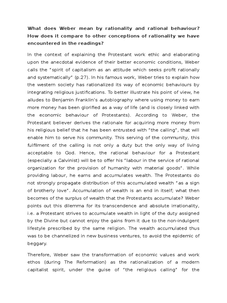 Weber Rationality | PDF | Max Weber | Rationality