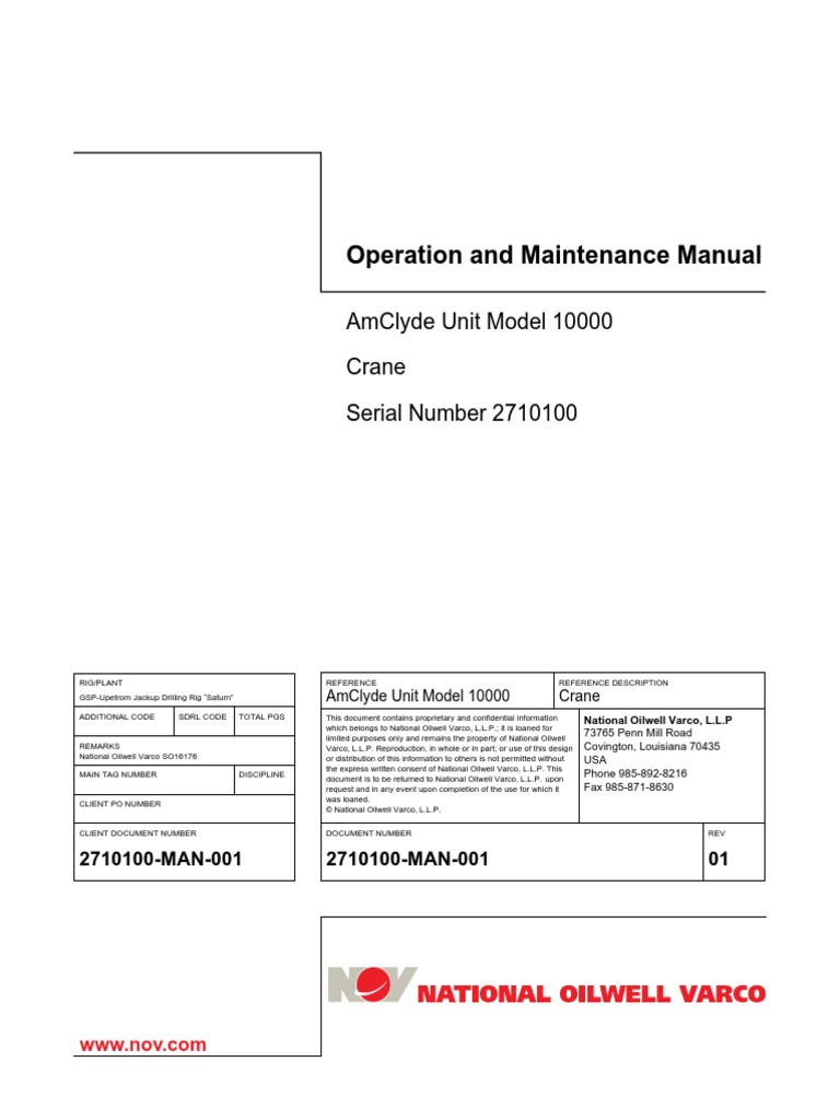 NOV Crane Maintenance Manual | PDF | Crane (Machine) | Throttle