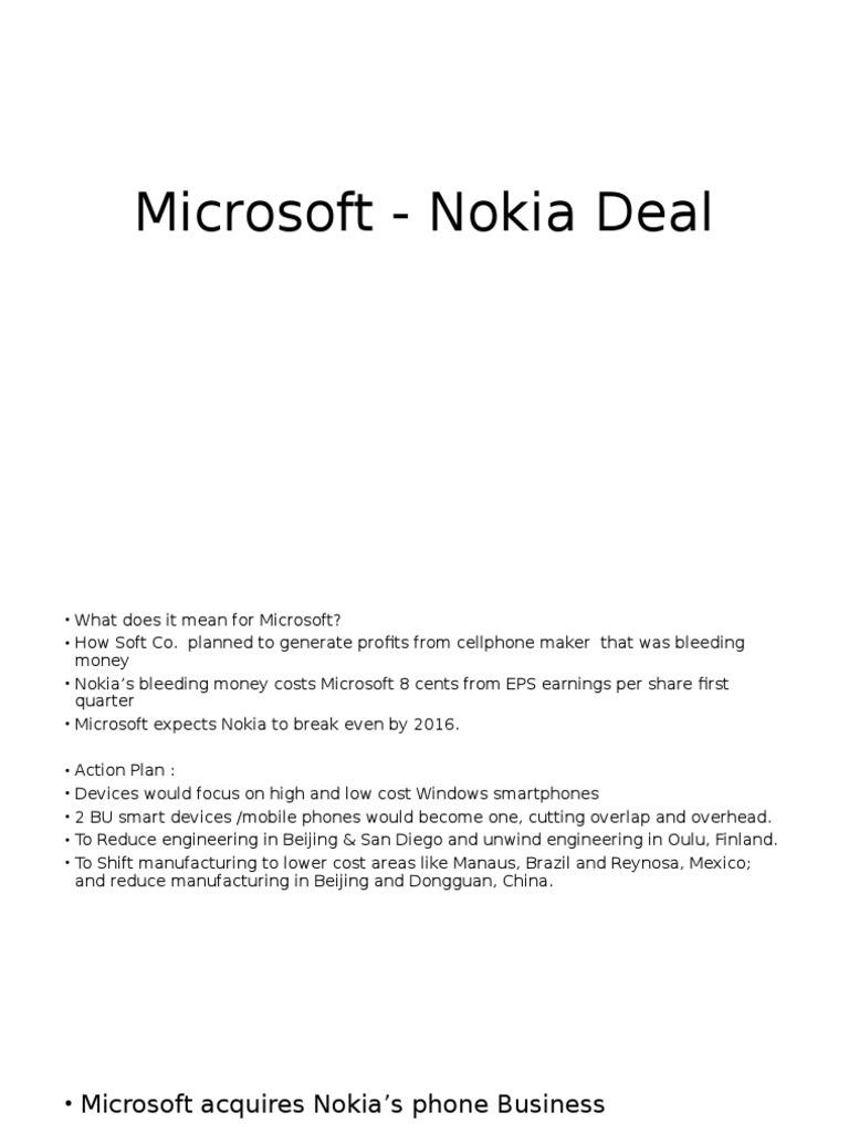 Microsoft - Nokia Deal | PDF | Smartphone | Nokia