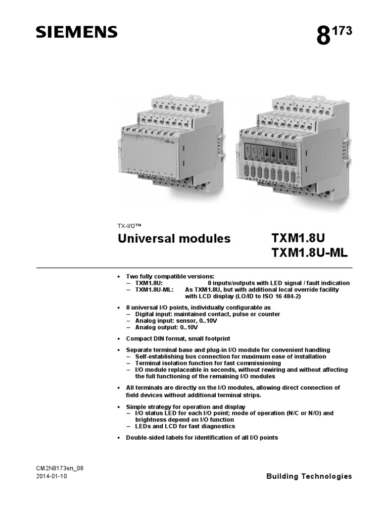 Universal Modules TXM1 8U TXM1 8U ML A6V10068531 HQ en | PDF | Power ...