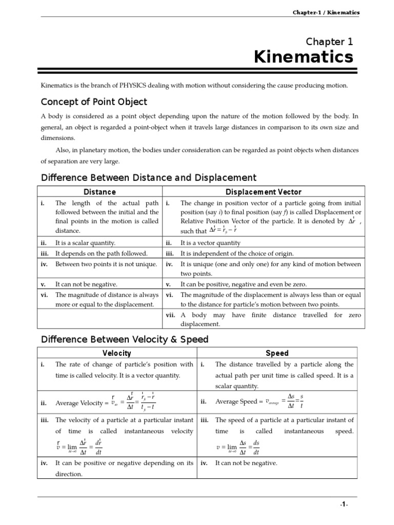 01 Kinematics Motion In 1d 2d Pdf Acceleration Velocity