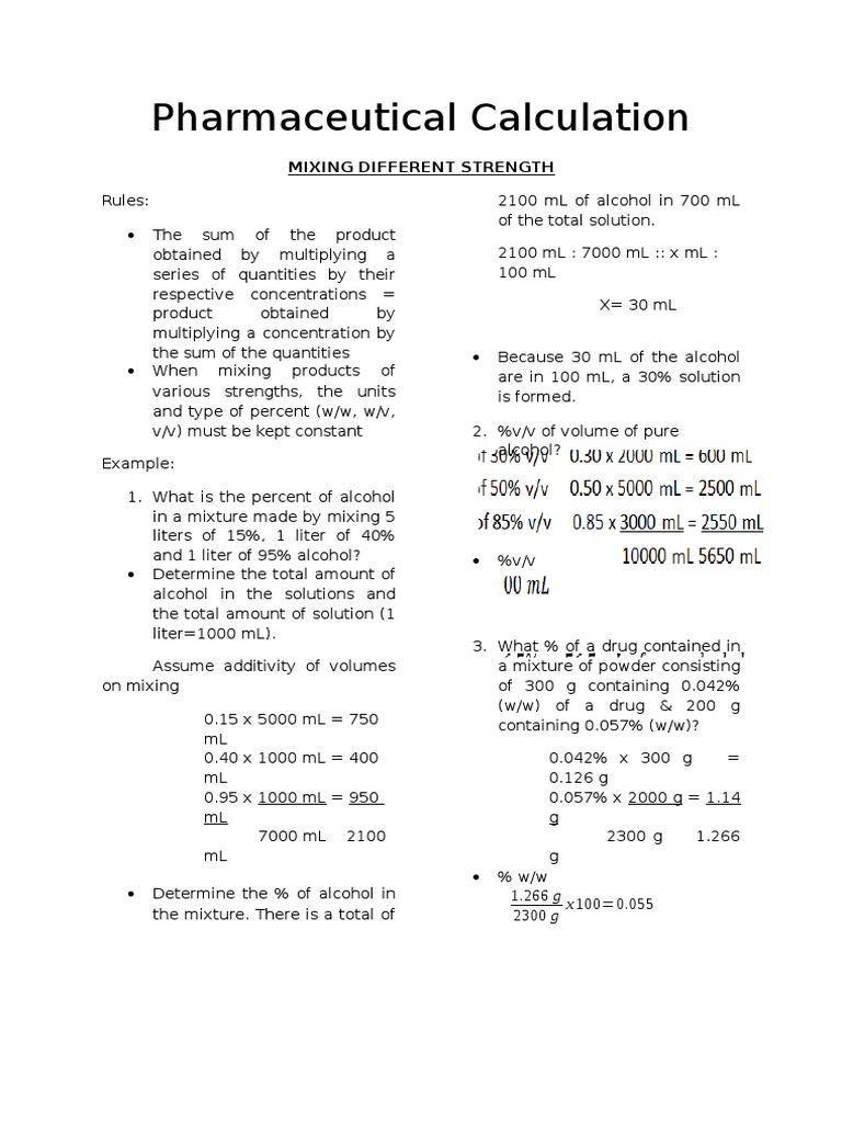 PCARE Calculation Notes | PDF | Chemistry | Physical Sciences