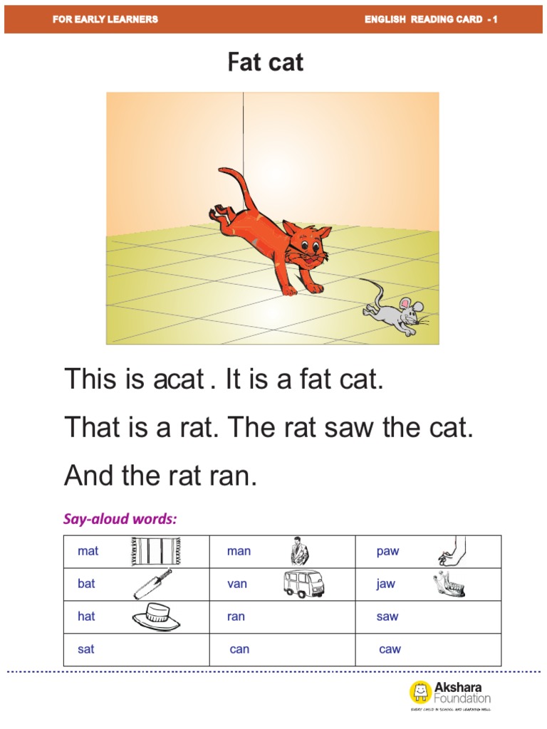 Early English Reading Cards for Kids | PDF