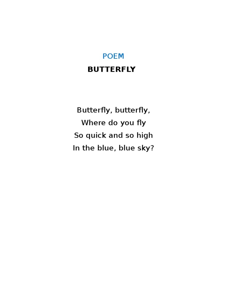 Butterfly Poem: A Skyward Journey | PDF | Language Arts & Discipline ...