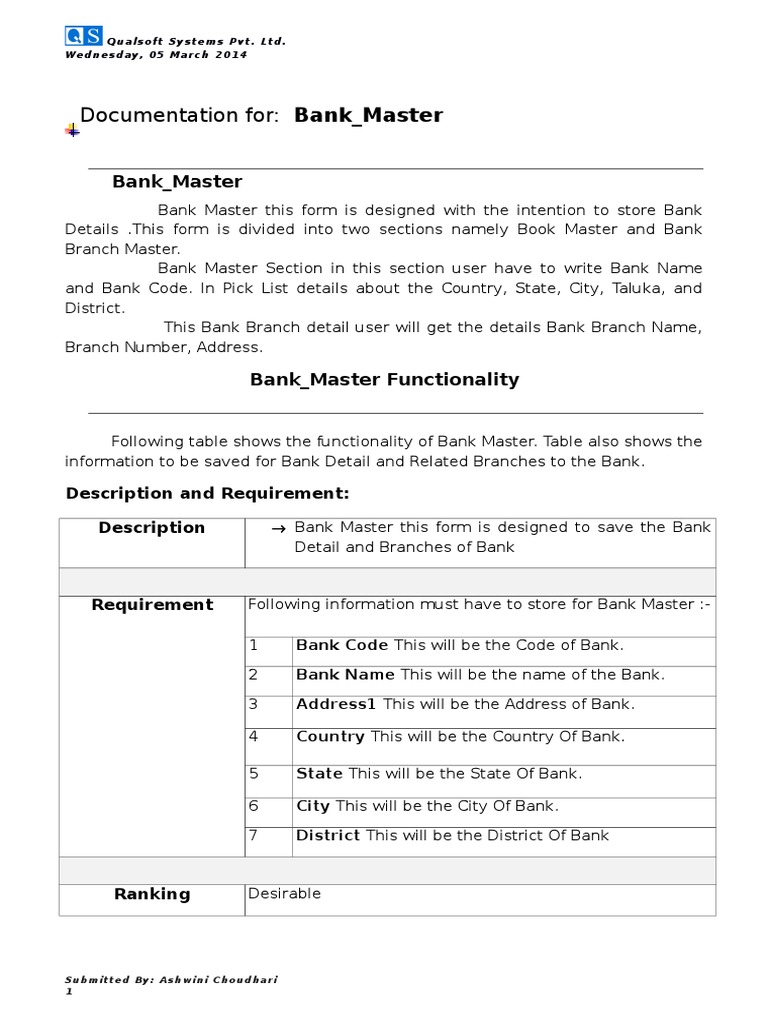 Documentation For: Bank - Master | PDF | Computing | Software